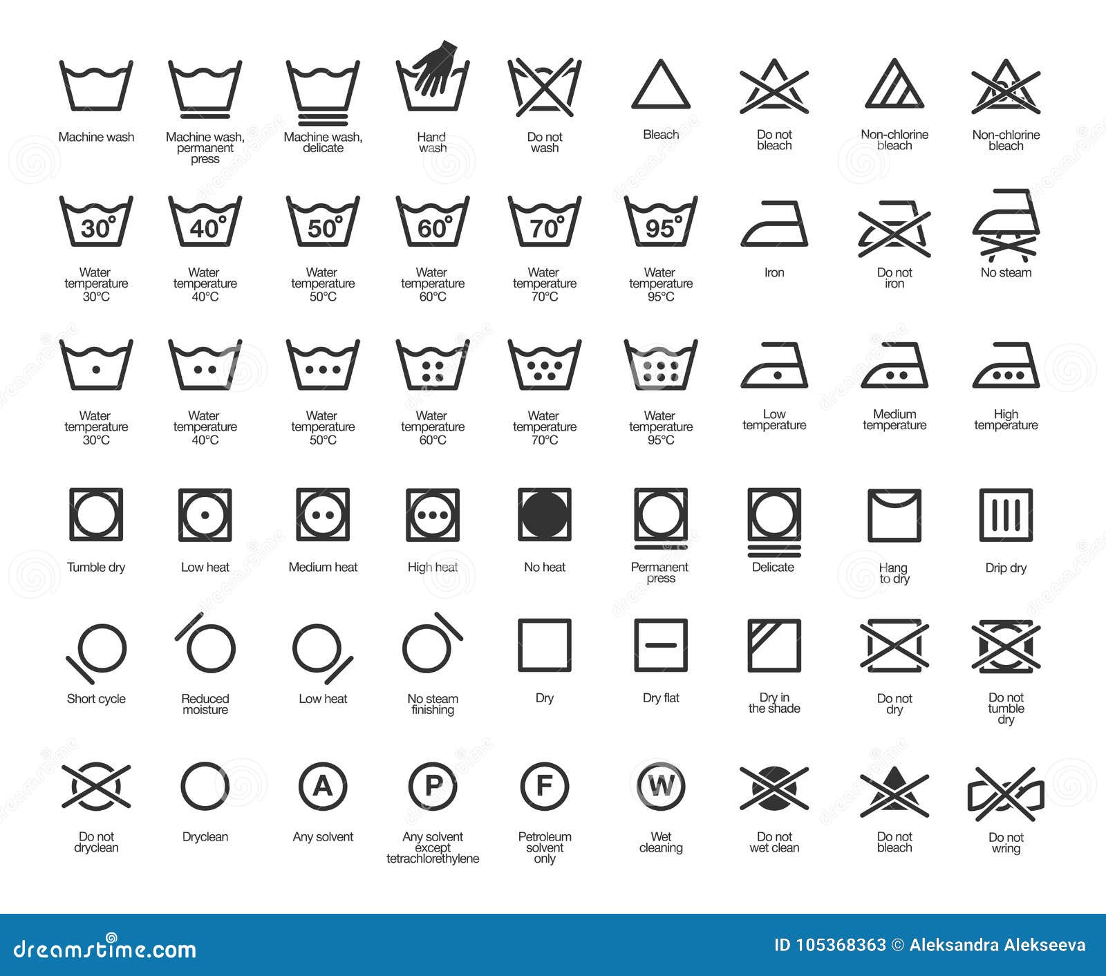 Laundry Vector Icons Set, Full Collection Stock Vector - Illustration ...