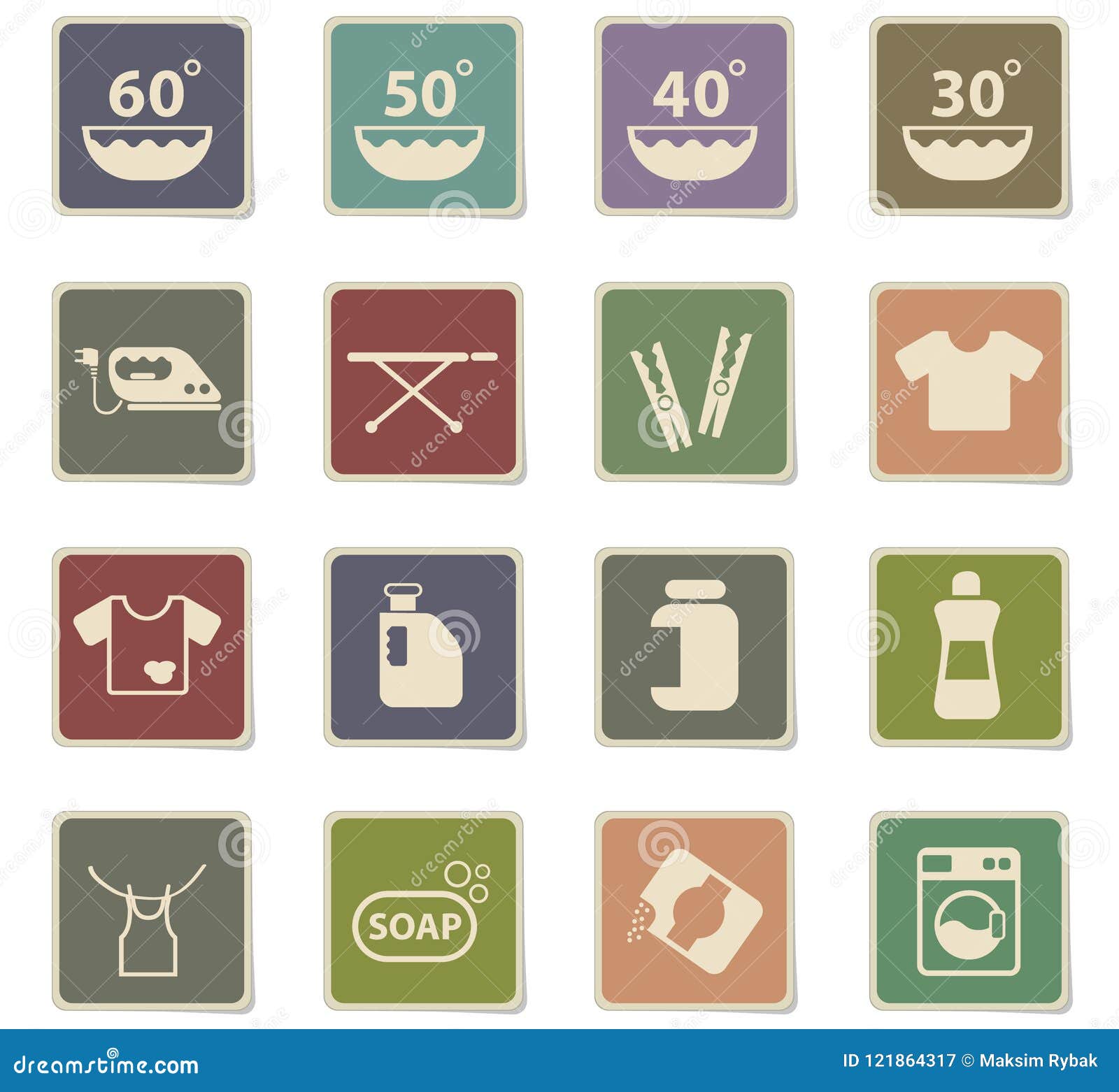 Laundry icon set stock vector. Illustration of sticker - 121864317
