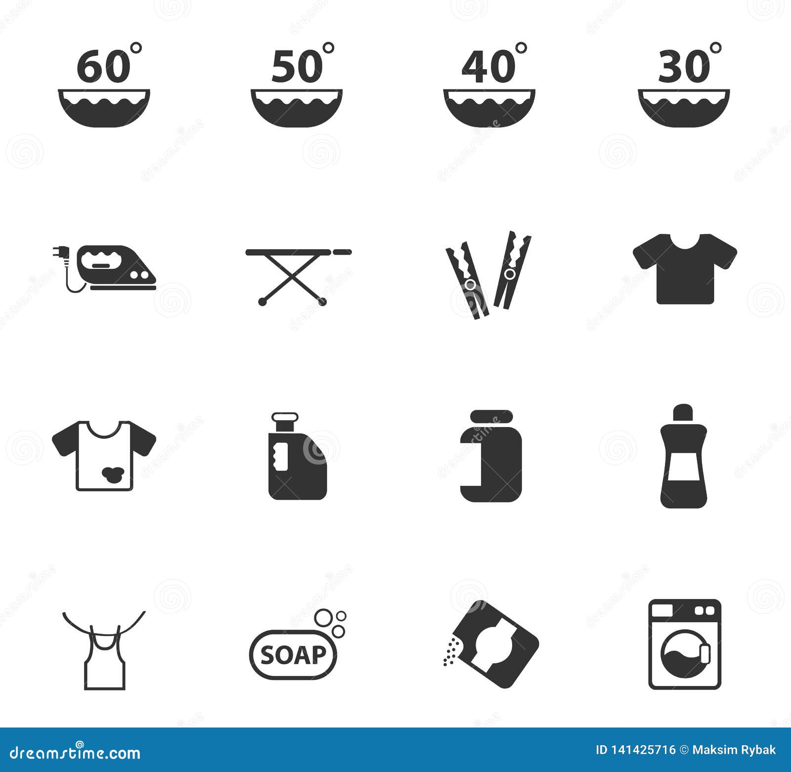 Laundry icon set stock vector. Illustration of vector - 141425716
