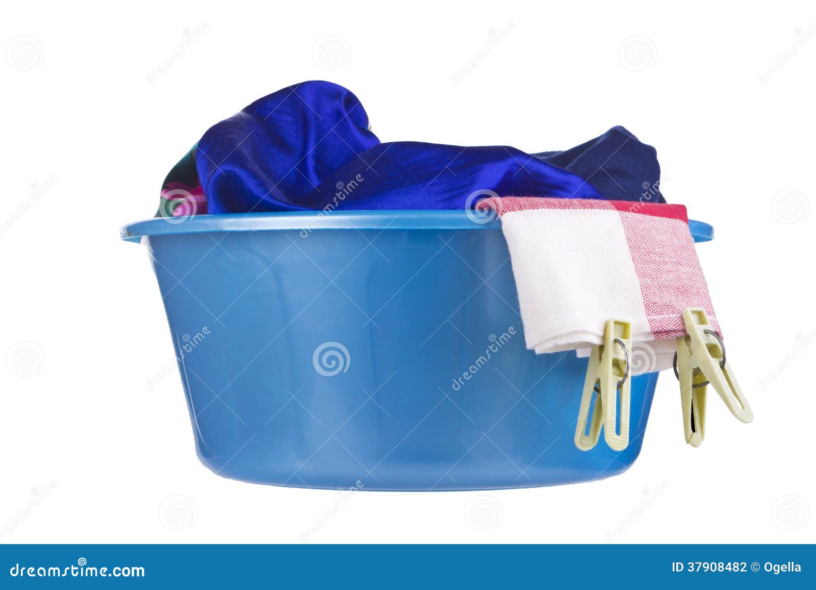 Laundry - Wash-basin with Clothes Stock Photo - Image of clothespeg ...
