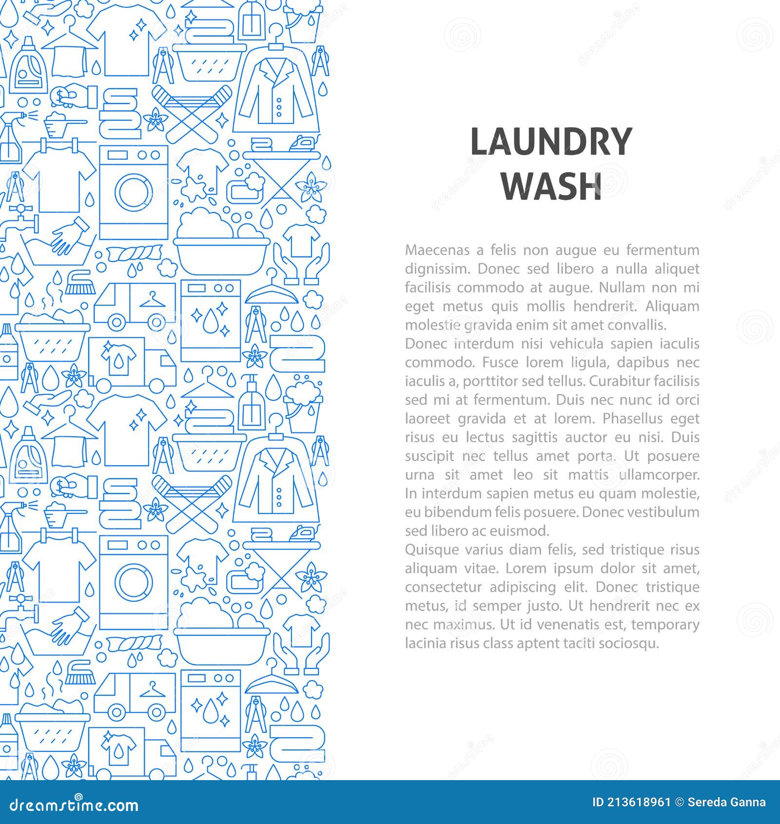 Laundry Wash Line Pattern Concept Stock Vector - Illustration of bubble ...
