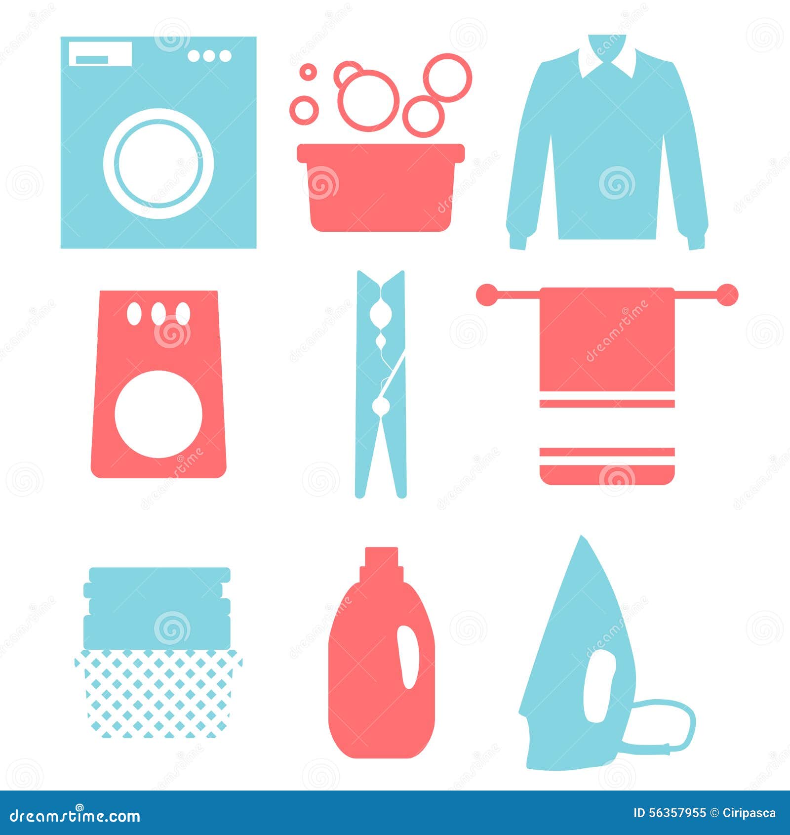 Laundry and Washing Icons. Vector Illustration Stock Vector ...
