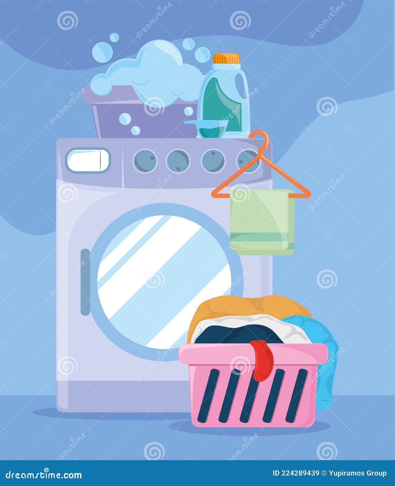 Laundry washing machine stock vector. Illustration of domestic - 224289439
