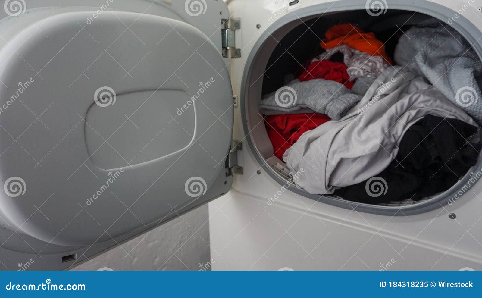 Laundry in the Washing Machine with the Open Door Stock Image - Image ...