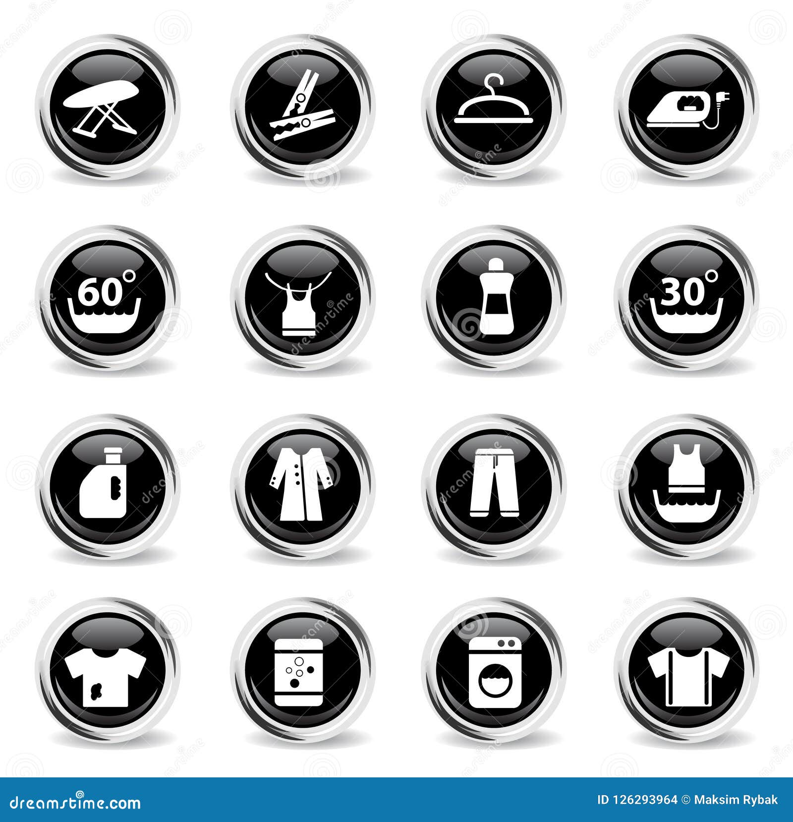 Laundry icon set stock vector. Illustration of raincoat - 126293964