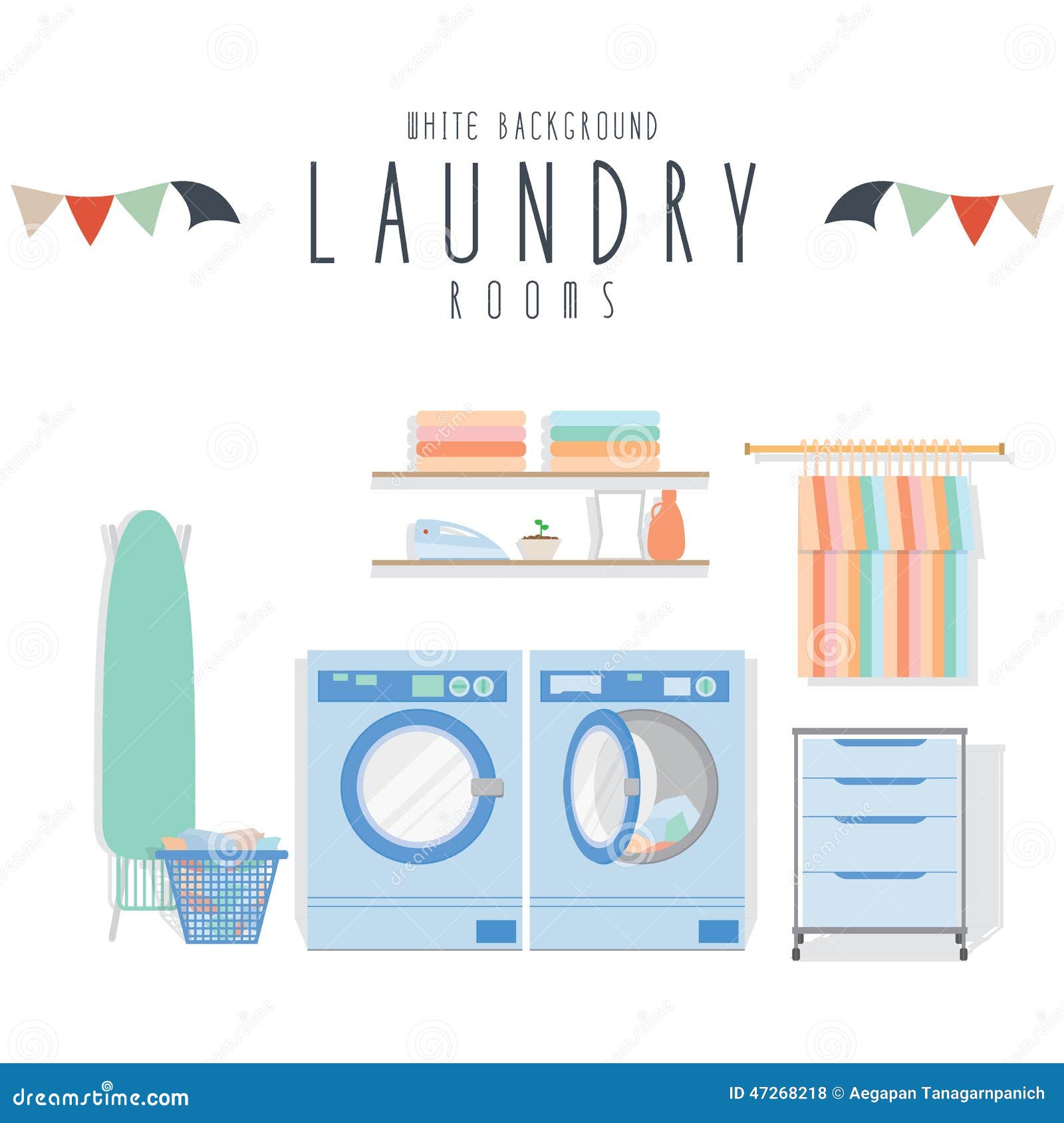 Laundry (White Background) stock vector. Illustration of appliance ...