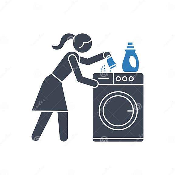 Laundry Work Action Icon stock vector. Illustration of domestic - 348612991