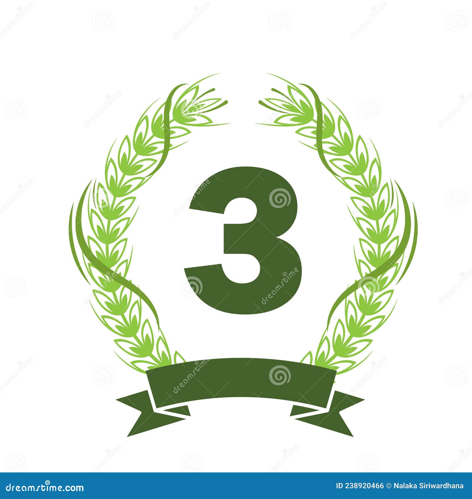 Laurel Wreath with Flag Number Three. Stock Vector - Illustration of ...