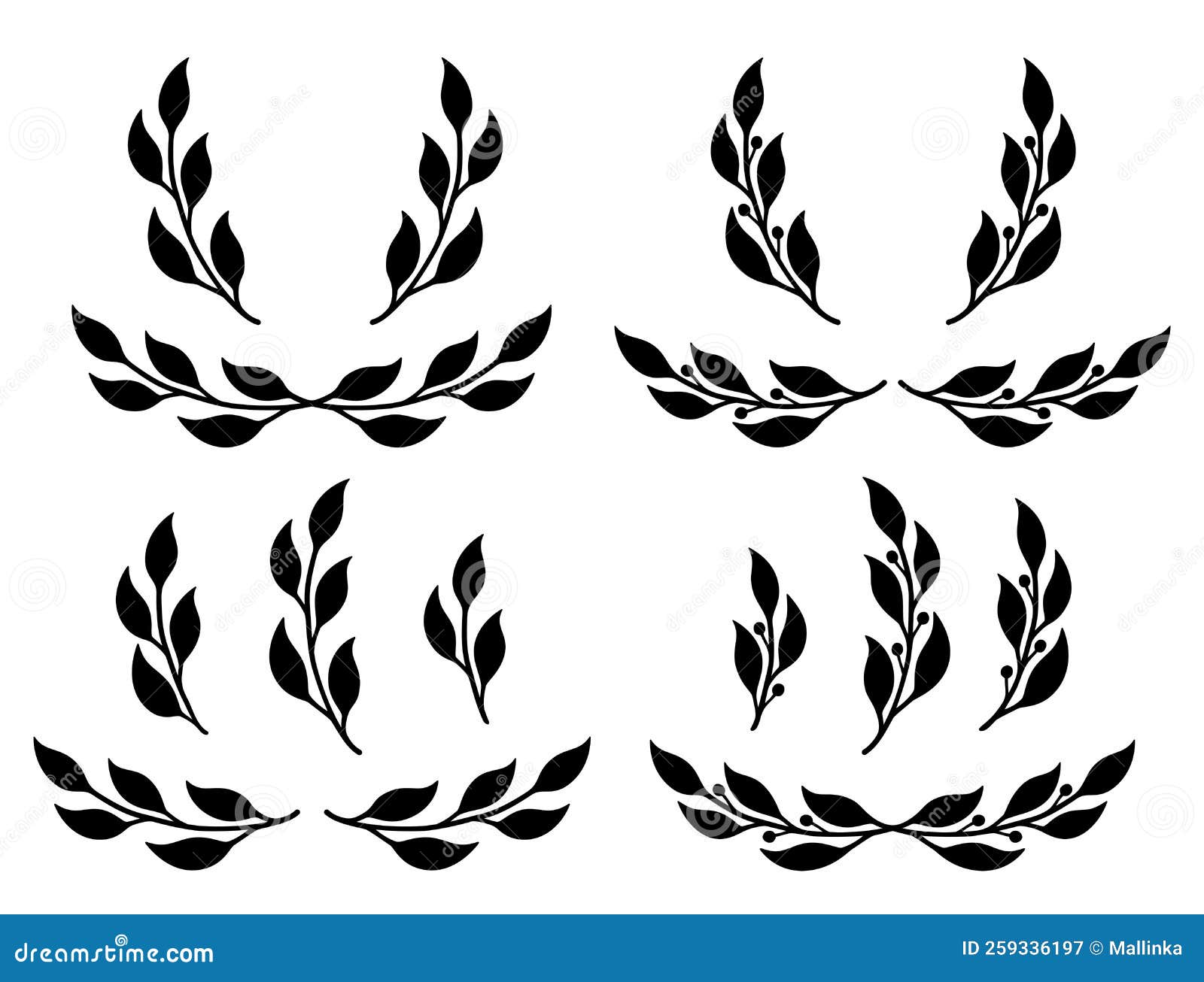 Laurel Olive Branches and Wreath, Divider, Border, Frame Stock Vector ...