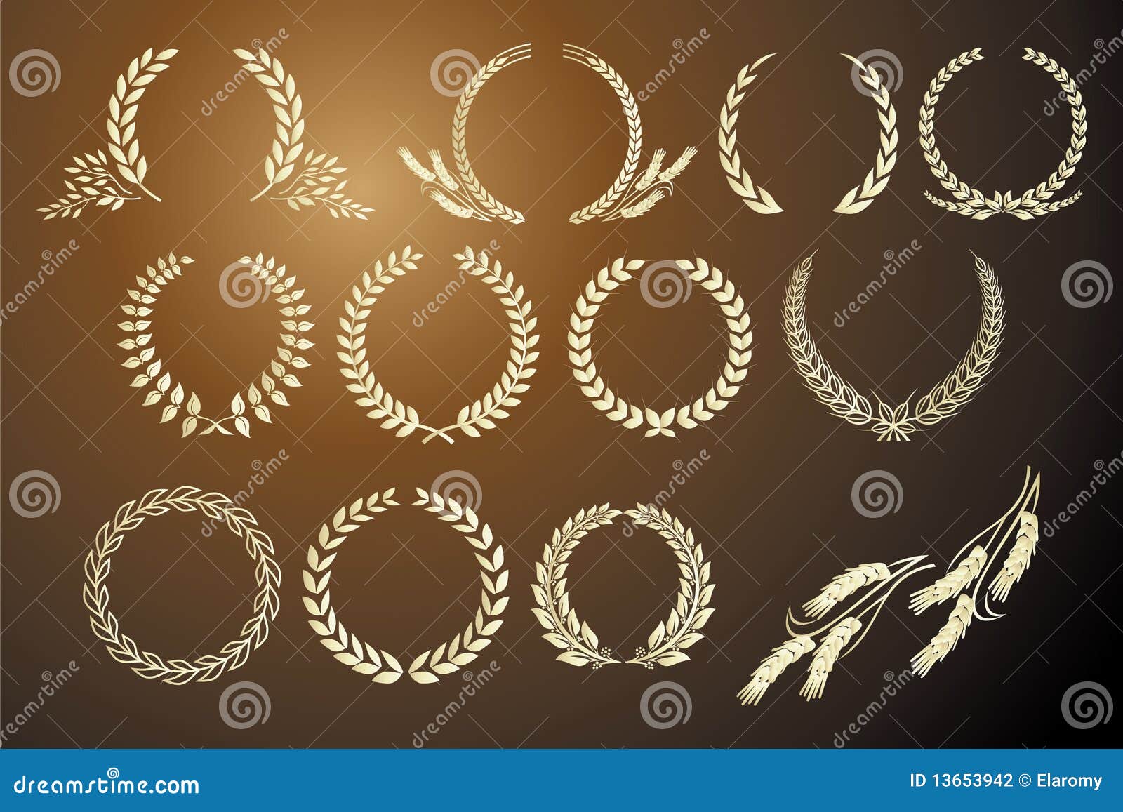 Laurel Wreath Designs on Brown Stock Illustration - Illustration of ...
