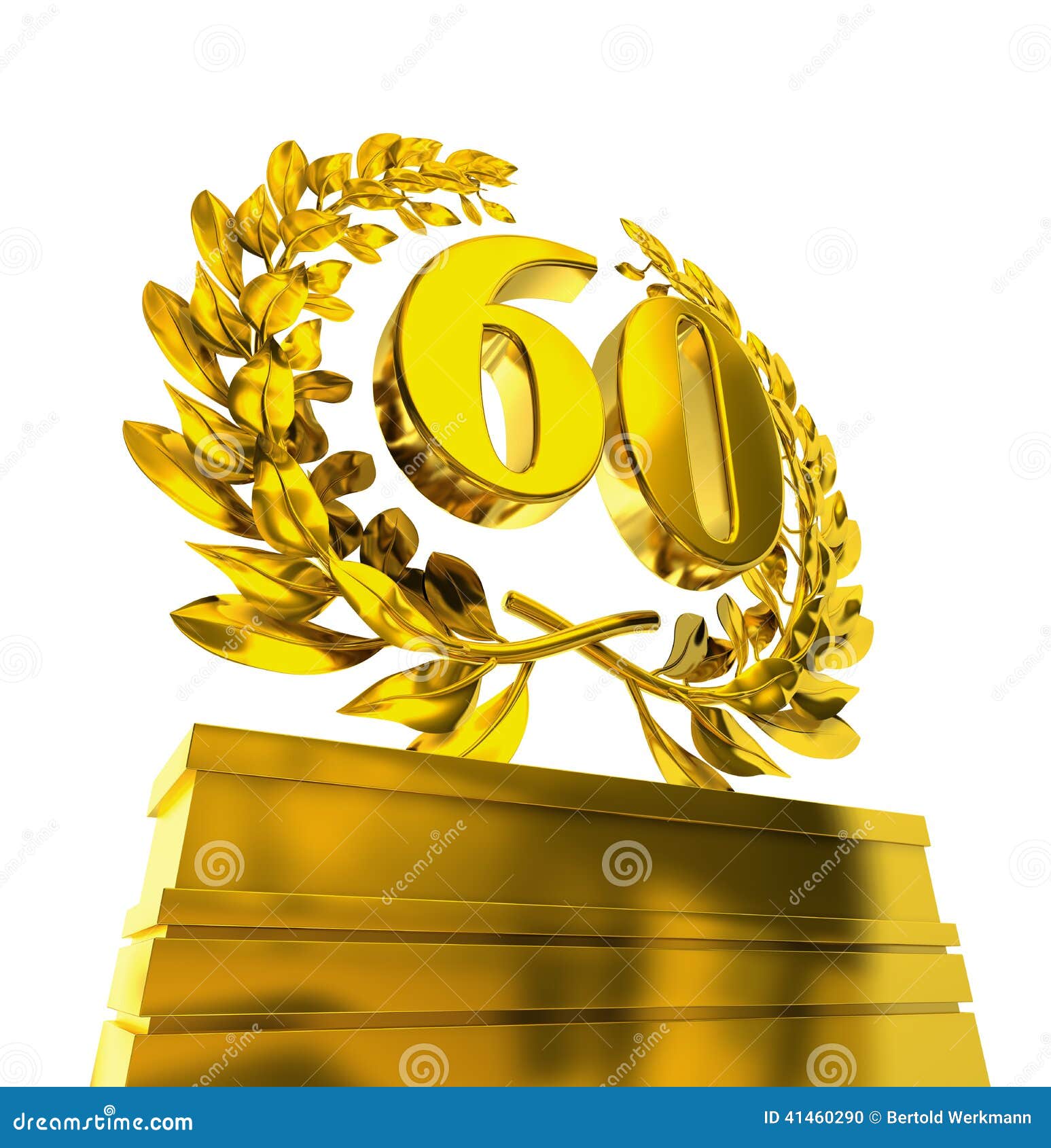 Laurel Wreath with Number 60 Stock Illustration - Illustration of gold ...