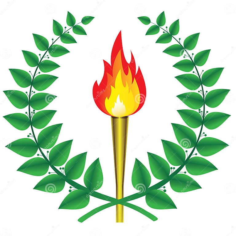 Laurel wreath and a torch stock vector. Illustration of award - 25700880