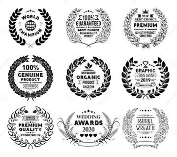 Laurel Wreath Vector Basic Black Collection Stock Vector - Illustration ...