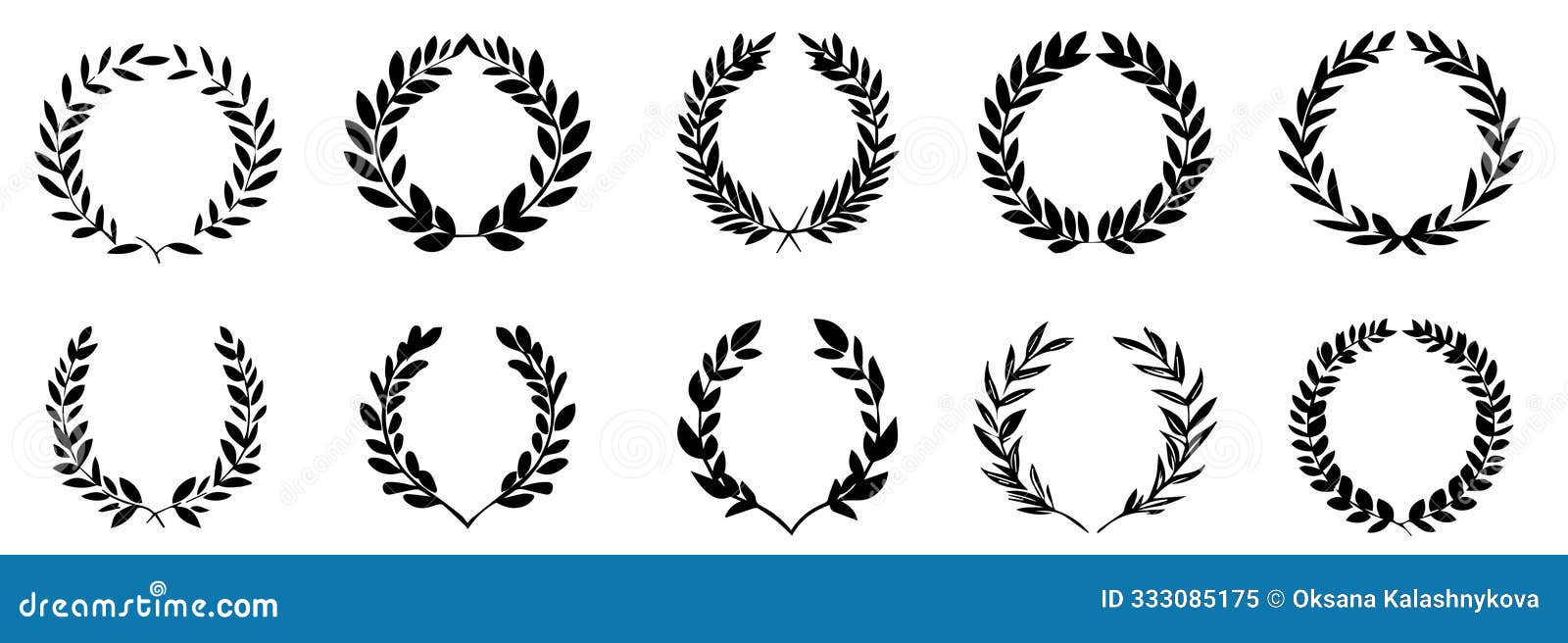 Collection Laurel Wreath of Victory Icon. Stock Illustration ...