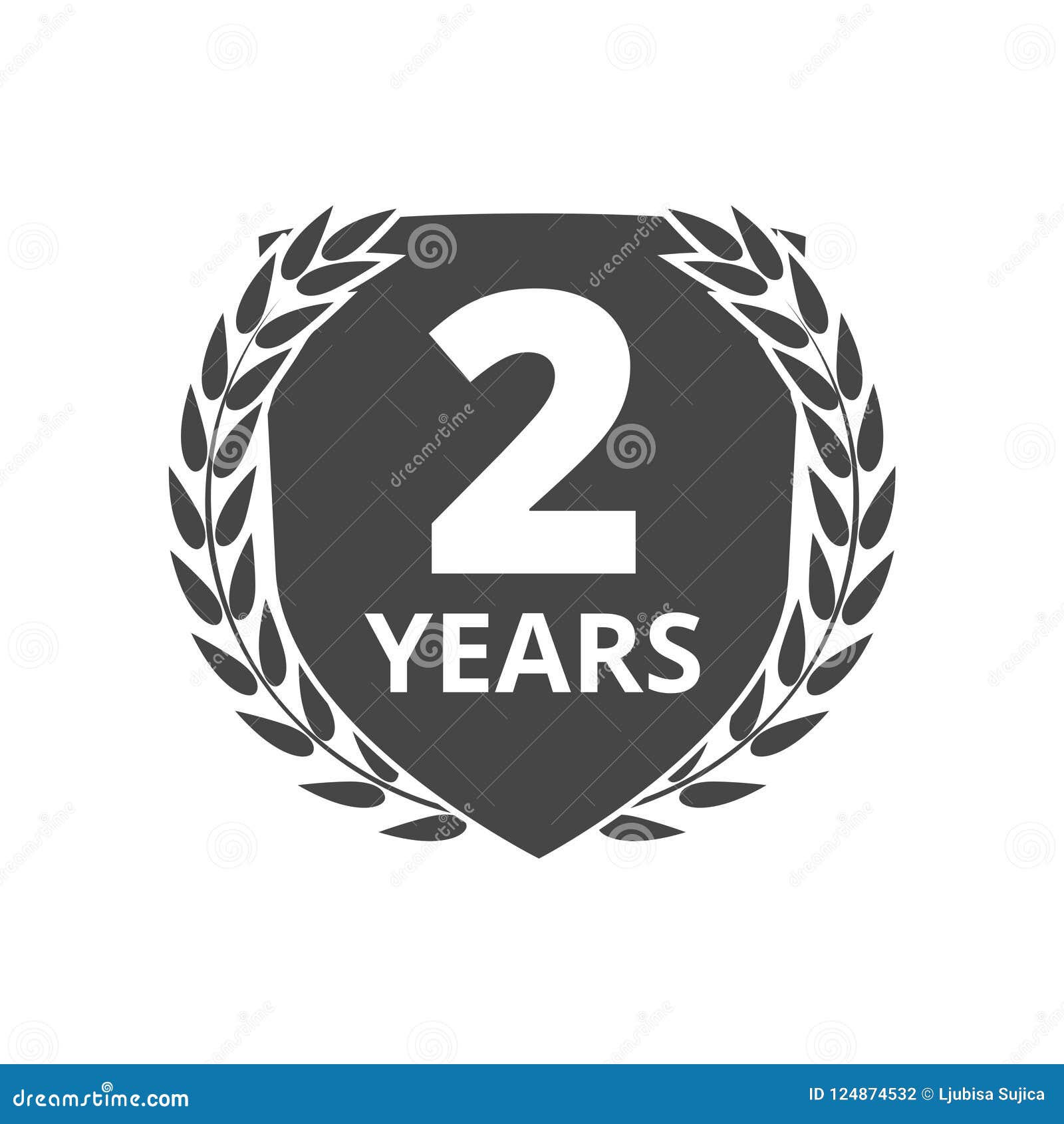 Laurel wreath 2 year stock vector. Illustration of quality - 124874532