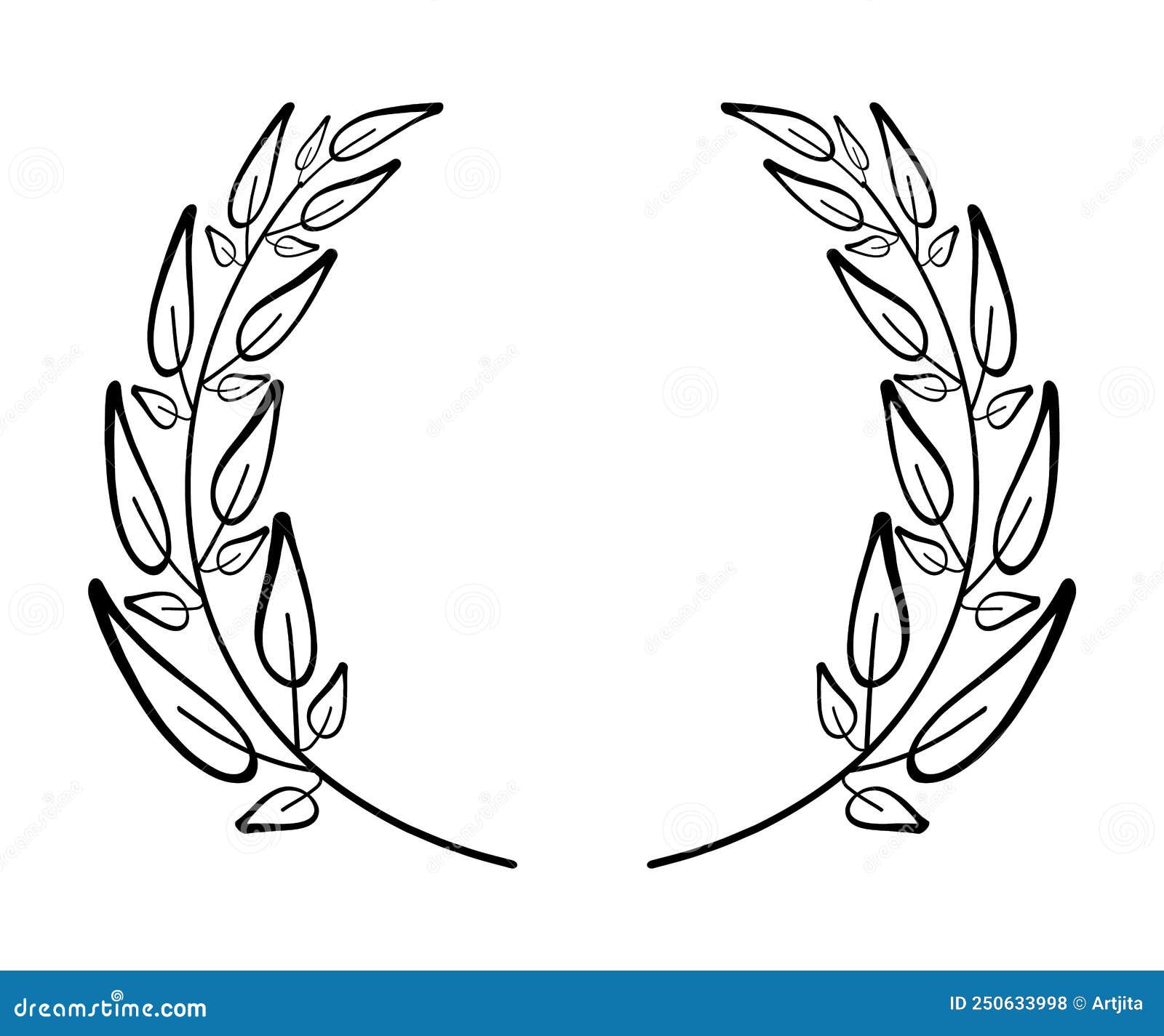 Laurels Round Border Vector in Simple Line Style. Linear Circle Laurel ...