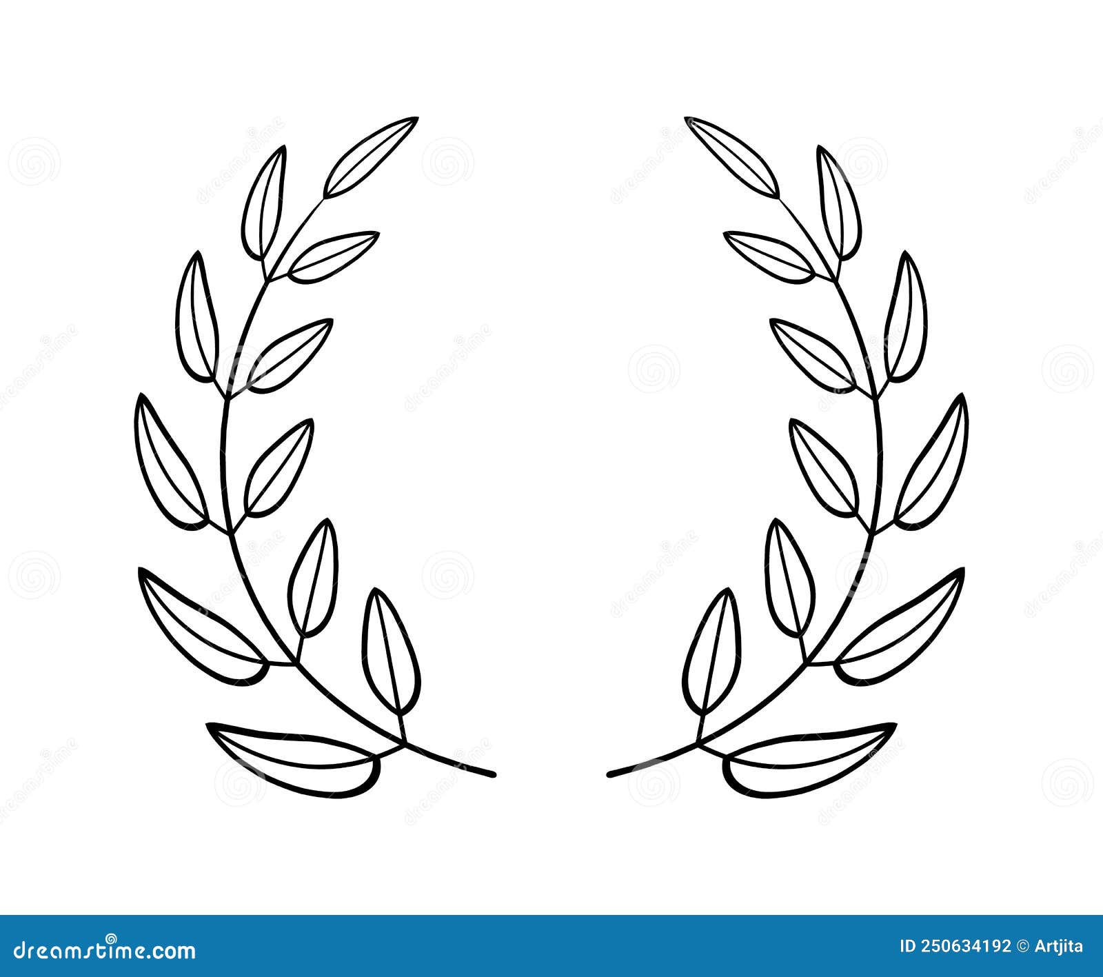Laurels Round Border Vector in Simple Line Style. Linear Circle Laurel ...