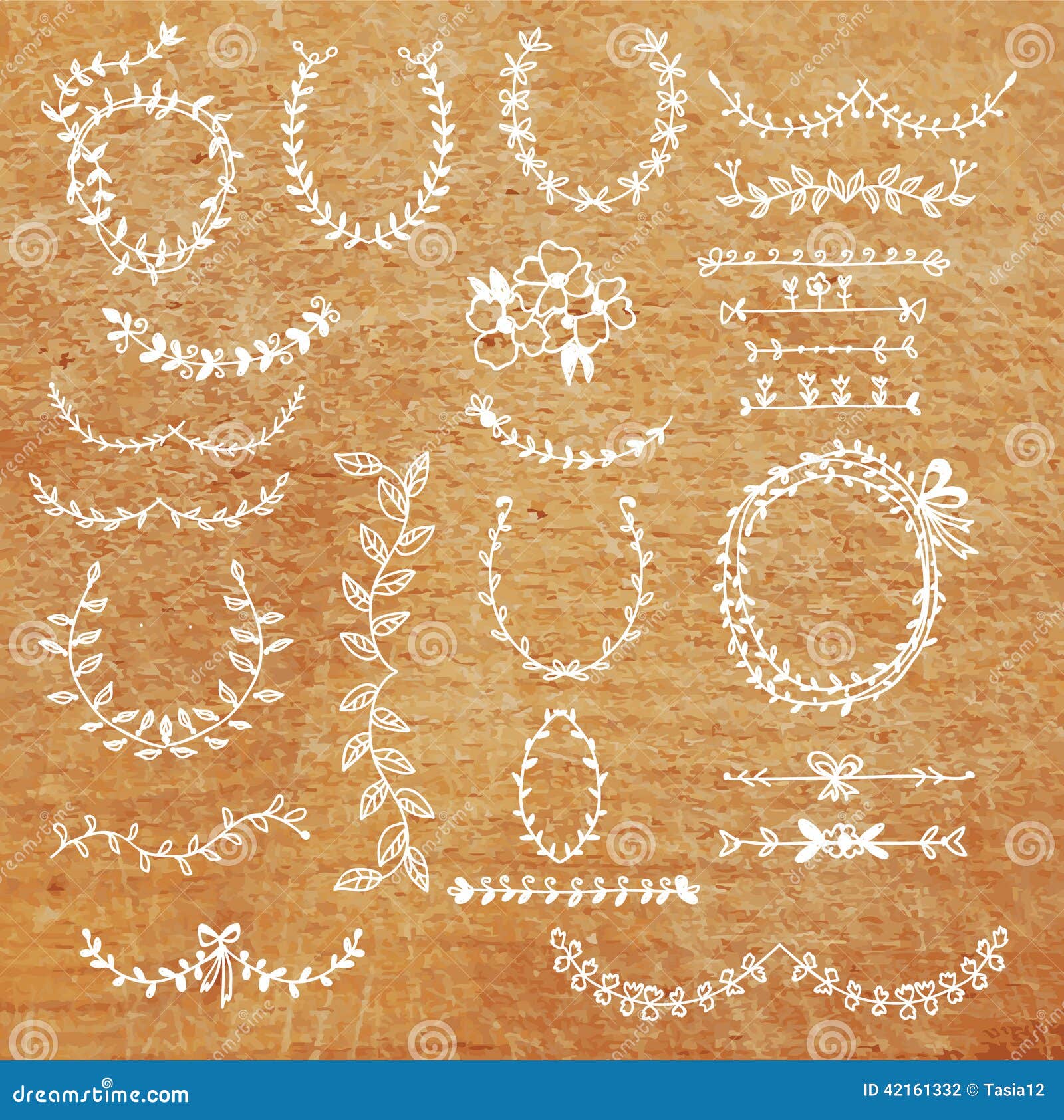 Laurels Set - Banner, Frame, Design Elements Hand Drawn Stock Vector ...