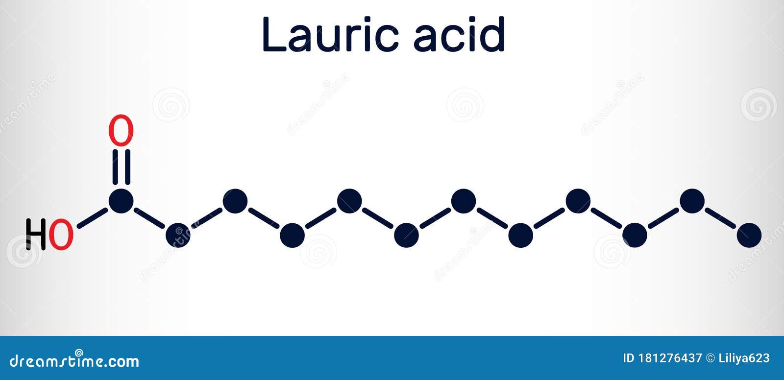 Lauric Acid, Dodecanoic Acid, C12H24O2 Molecule. it is a Saturated ...