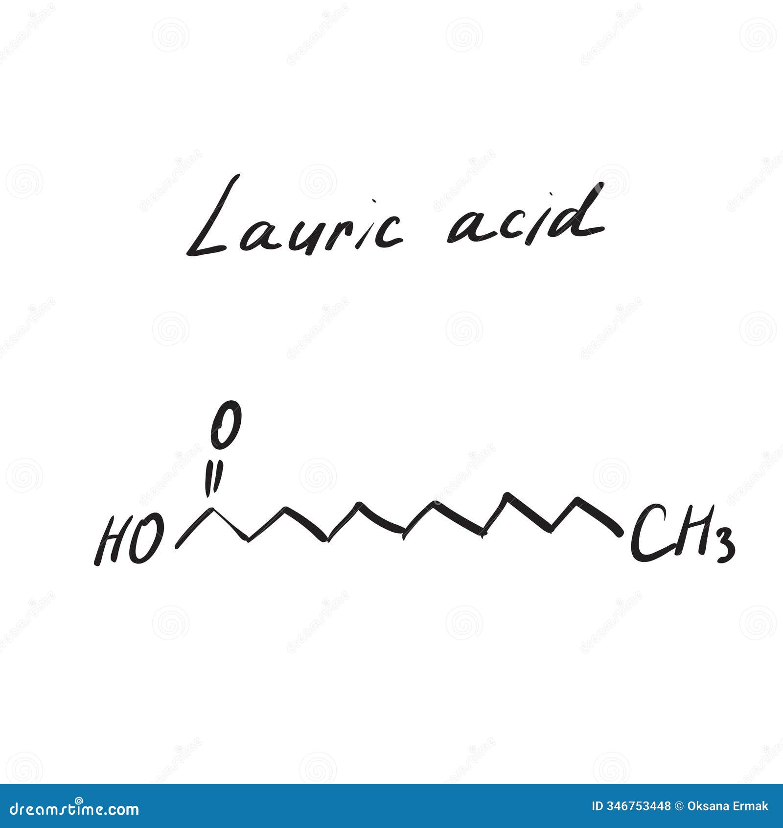 Lauric Acid Molecule, Dodecanoic Fatty Acid Molecule Formula. Hand ...