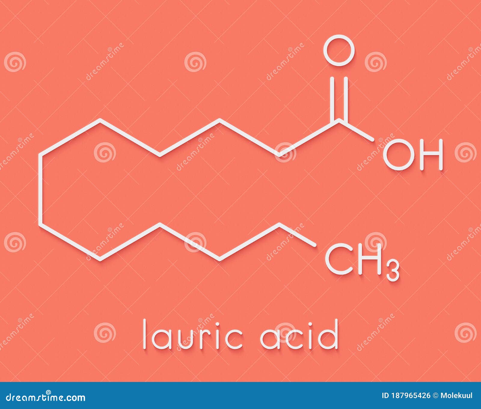Lauric Dodecanoic Acid Molecule. Common Saturated Medium Chain Fatty ...