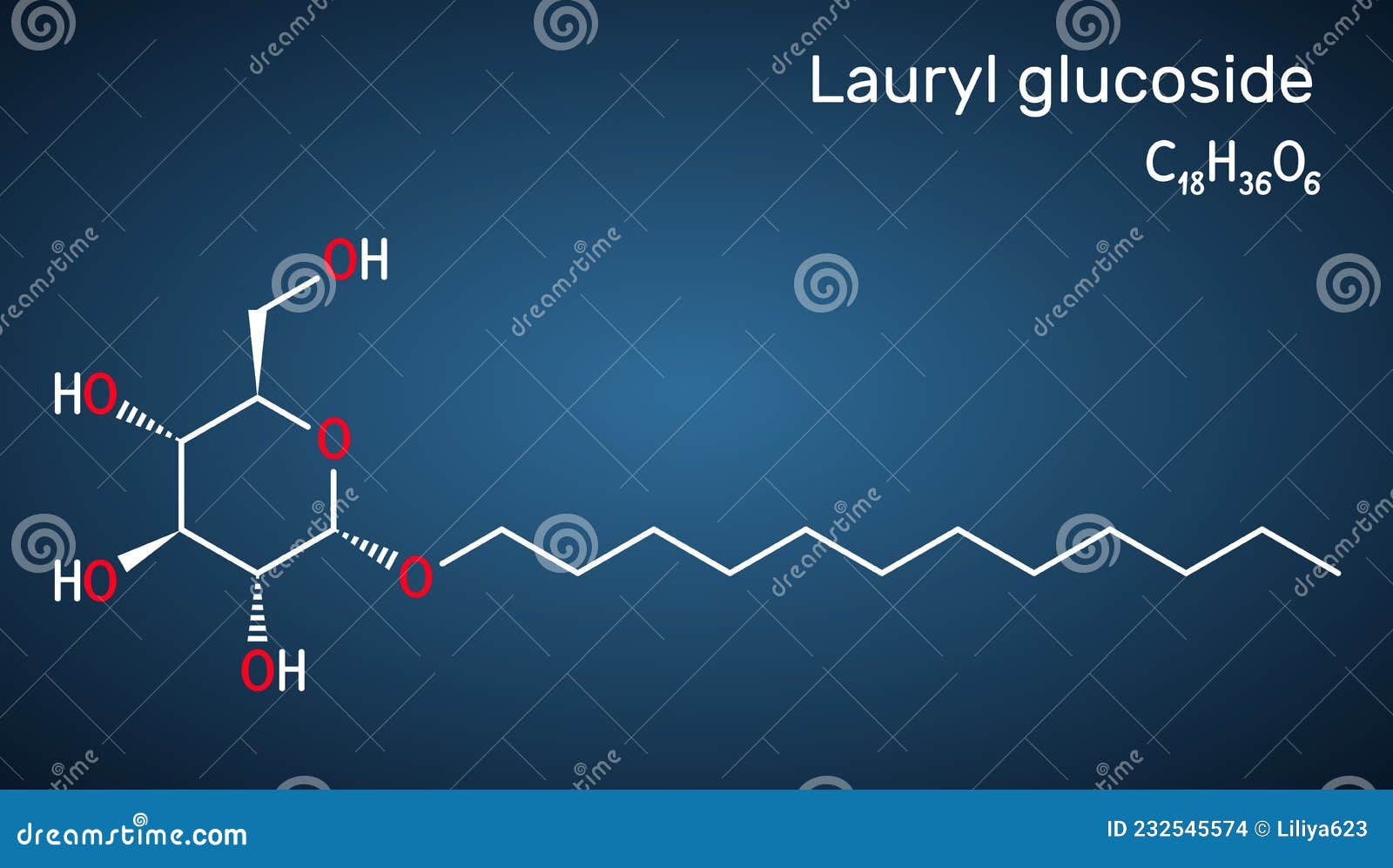 Lauryl Glucoside, Dodecyl Glucoside Molecule. It Is Non-ionic ...