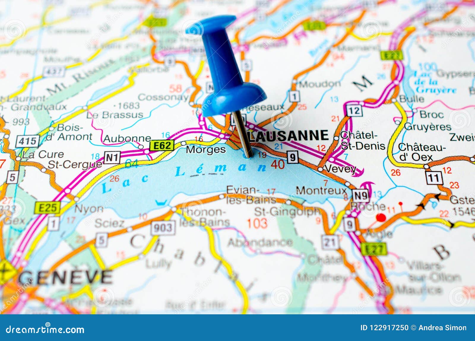 Lausanne sur la carte photo stock. Image du port, omnibus - 122917250