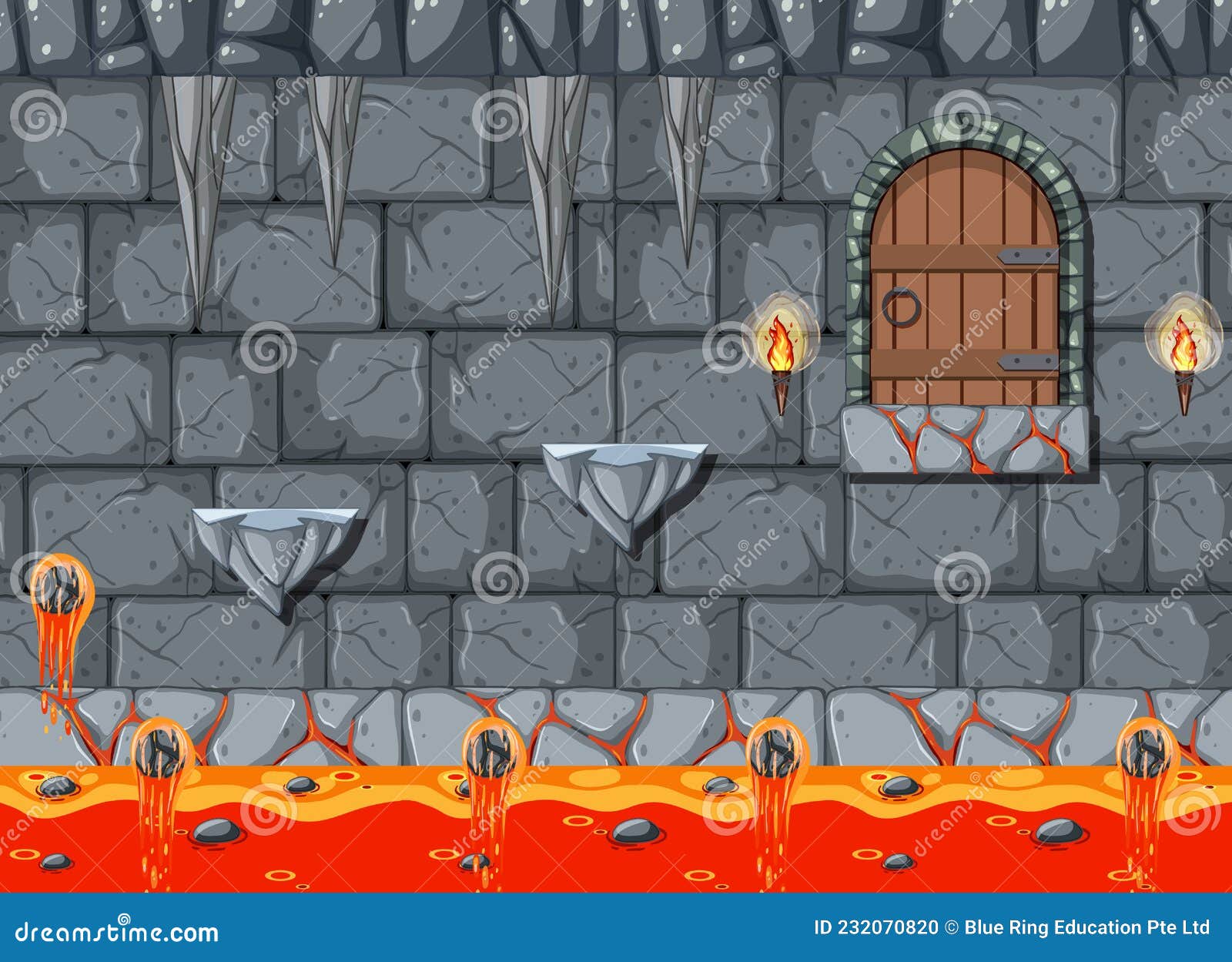 Lava Cave Game Level Map Vector Illustration | CartoonDealer.com #116719266