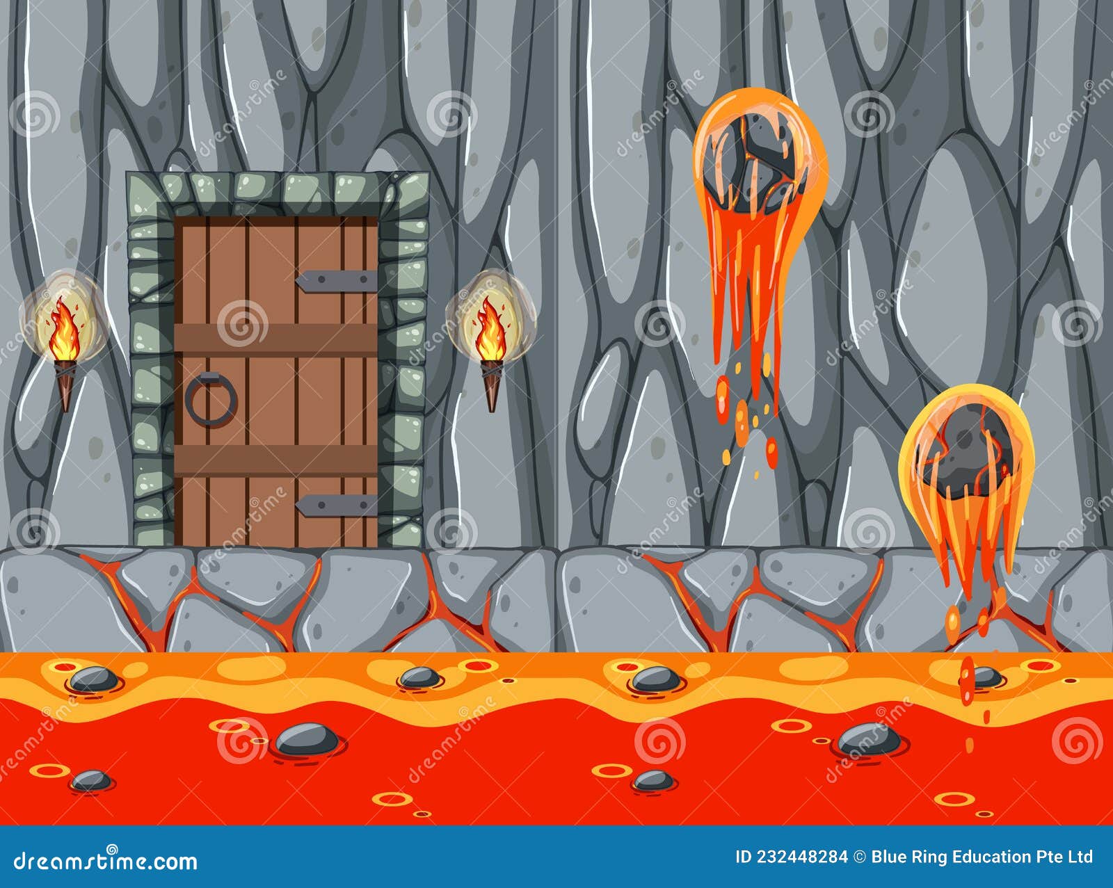 Lava Cave Game Level Map Vector Illustration | CartoonDealer.com #116719266