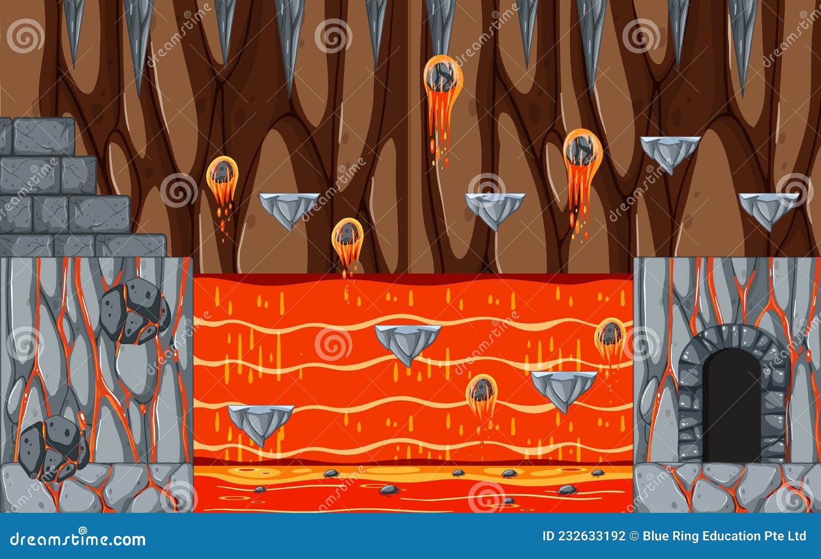 Lava Cave Game Level Map Vector Illustration | CartoonDealer.com #116719266
