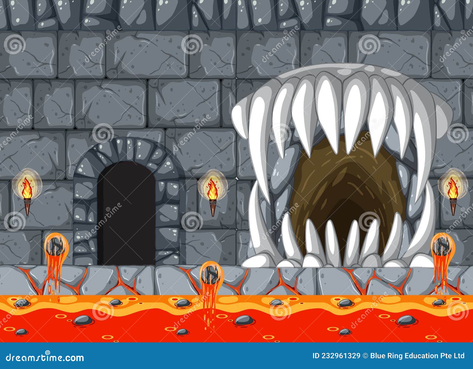Lava Cave Platformer Game Template Stock Vector - Illustration of ...