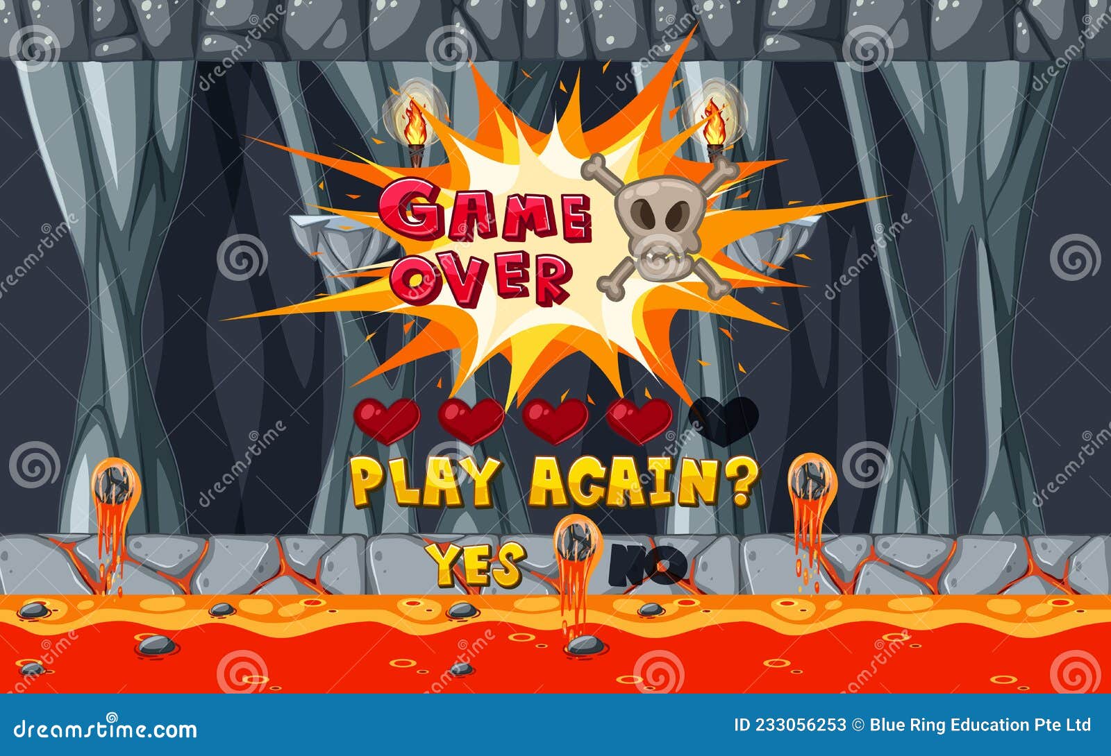 Lava Cave Game Level Map Vector Illustration | CartoonDealer.com #116719266