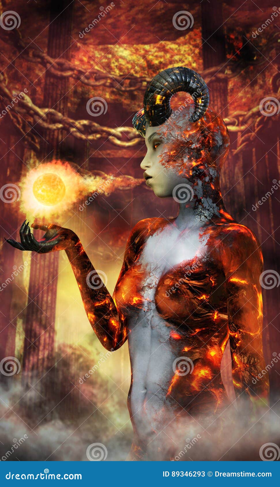 Lava demon stock illustration. Illustration of chain - 89346293