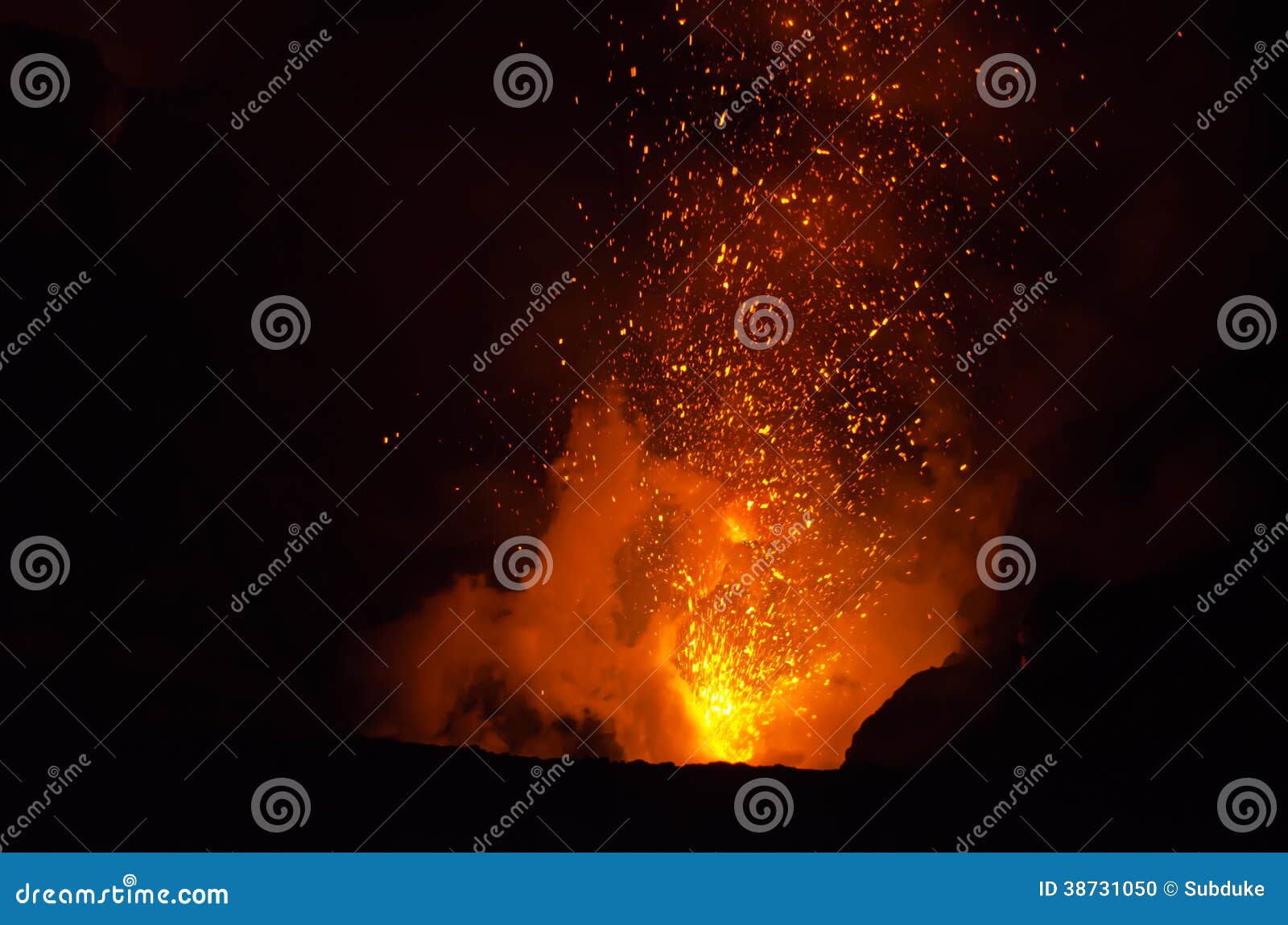 Lava Explosion And Smoke In The Crater Of The Fagradalsfjall Volcano ...