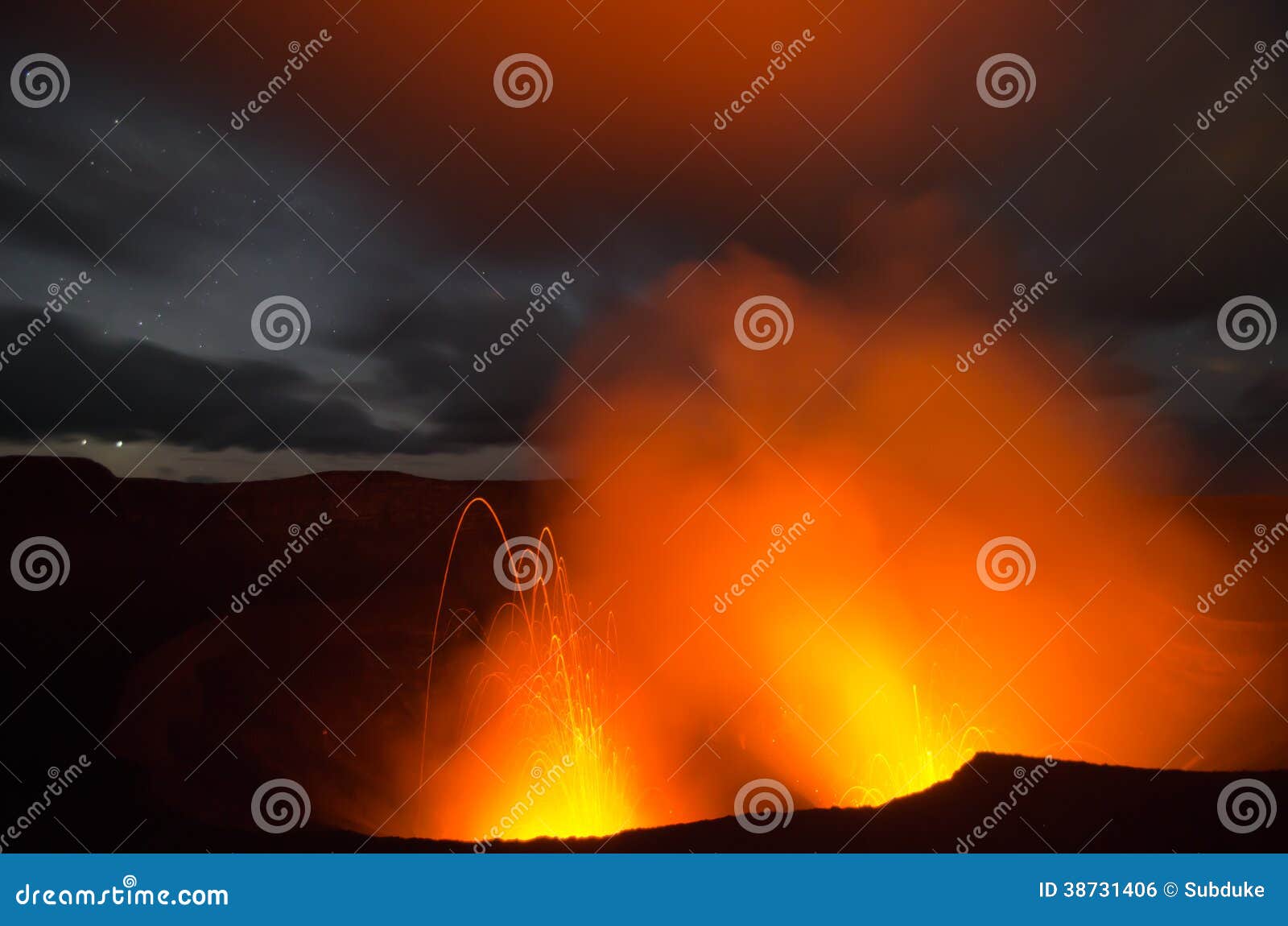 Lava Explosion And Smoke In The Crater Of The Fagradalsfjall Volcano ...