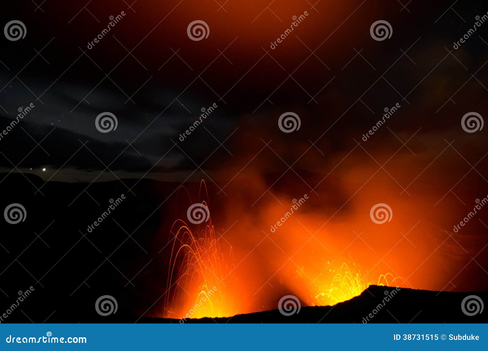 Lava Explosion on Yasur Volcano Stock Image - Image of smoke, stars ...