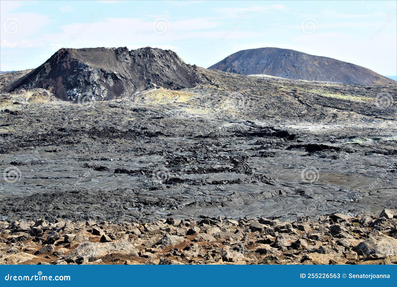 Panoramic View in Iceland - Lava Field Stock Image - Image of fields ...