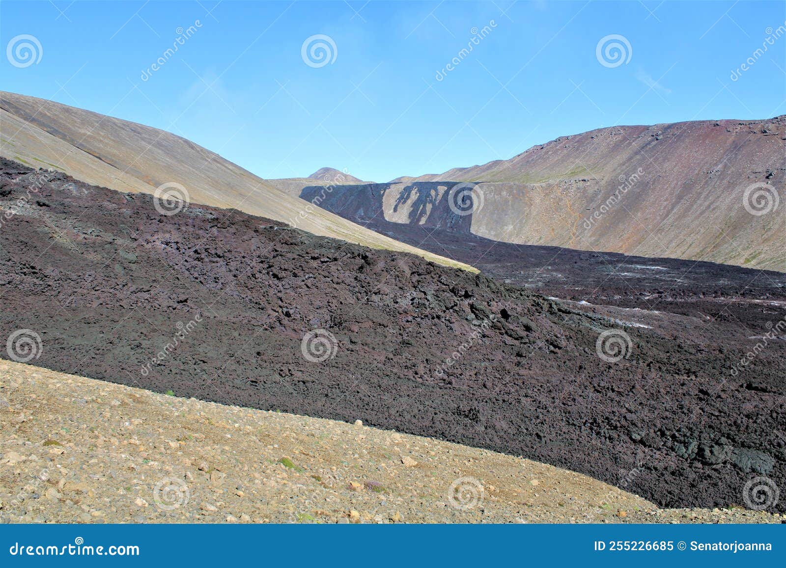 Panoramic View in Iceland - Lava Field Stock Image - Image of fluid ...