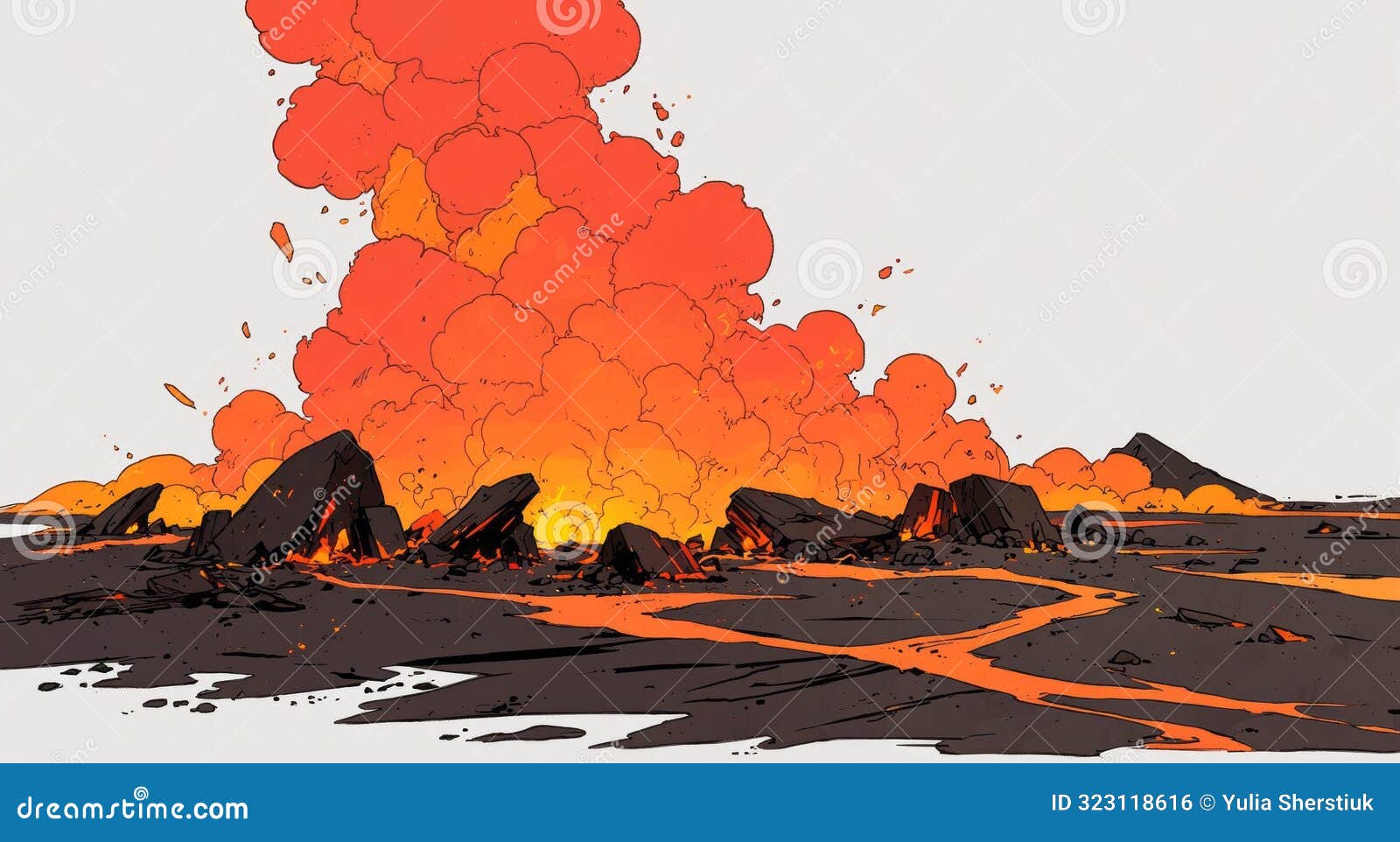 Lava Fires Anime Style High Quality Illustration. Stock Illustration ...