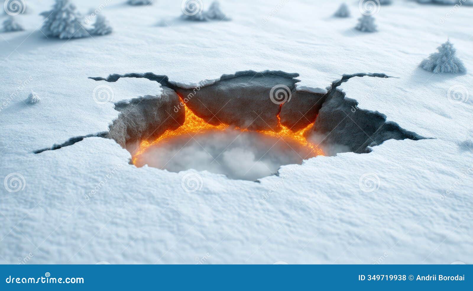 Frozen Mountain Lake With Snowy Peaks And Floating Ice Platform Stock ...