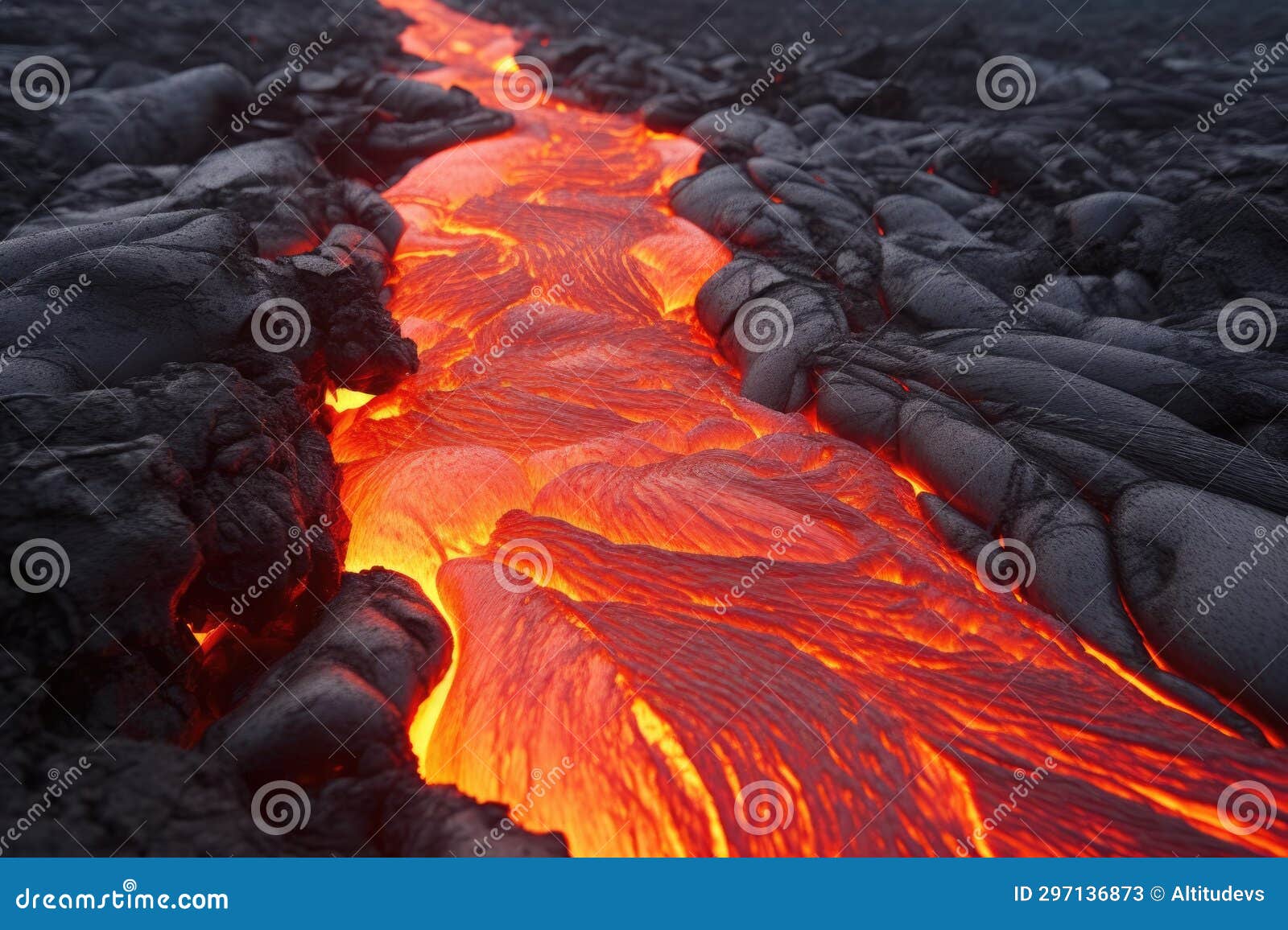 Lava Flow from an Erupting Volcano Stock Image - Image of activity ...