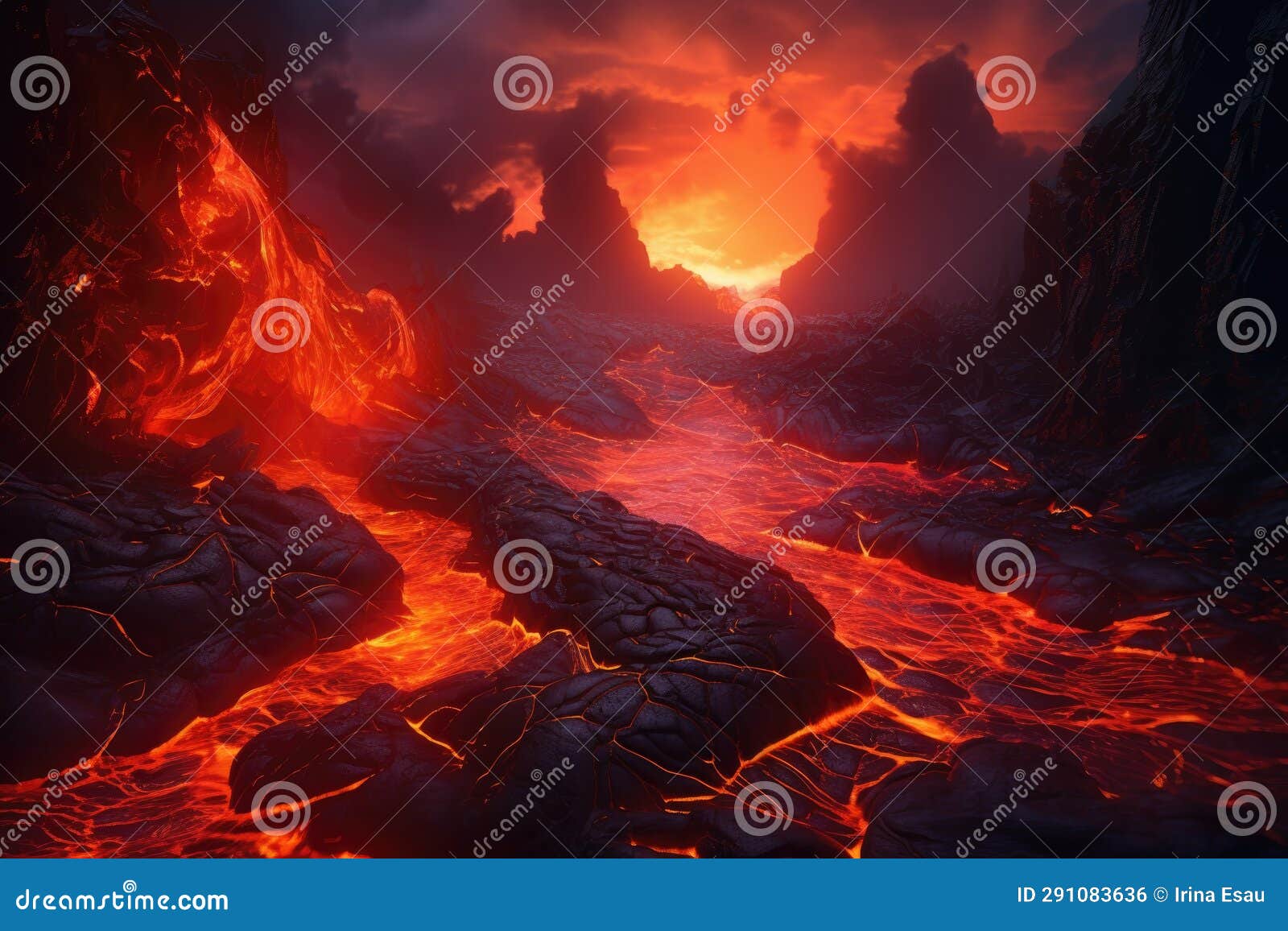 Lava Flow Flowing from a Volcano Stock Photo - Image of natural ...