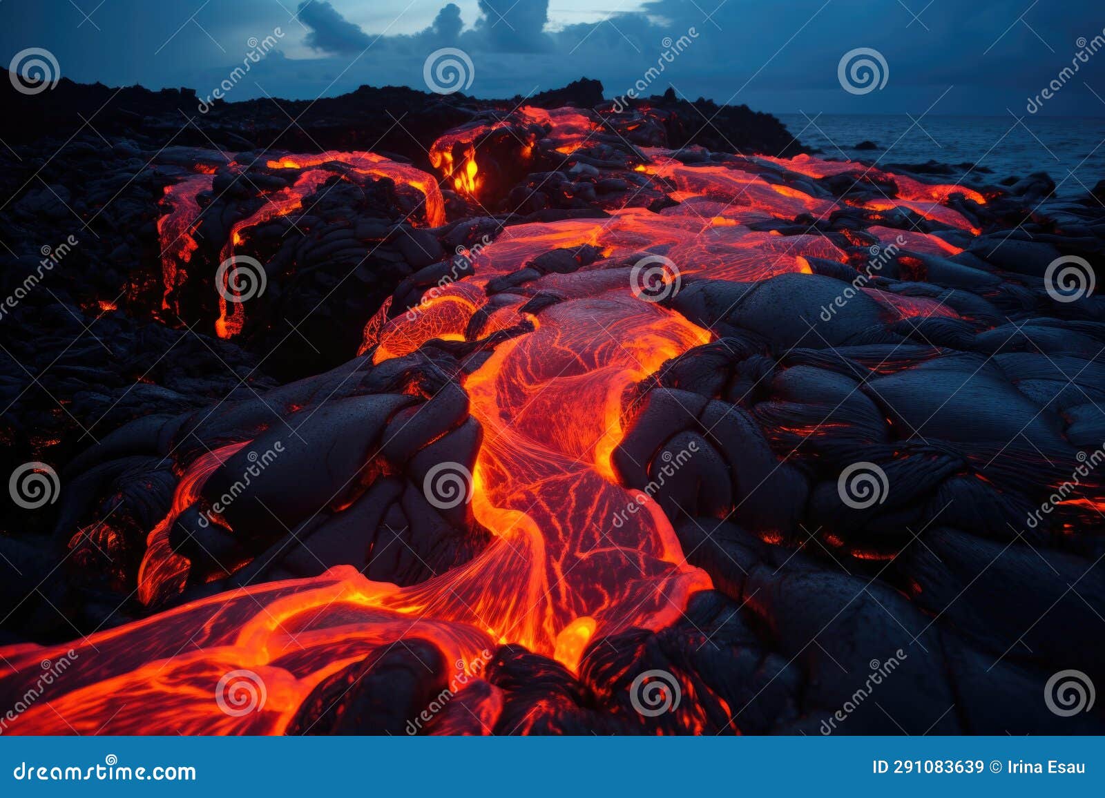 Lava Flow Flowing from a Volcano Stock Image - Image of texture ...