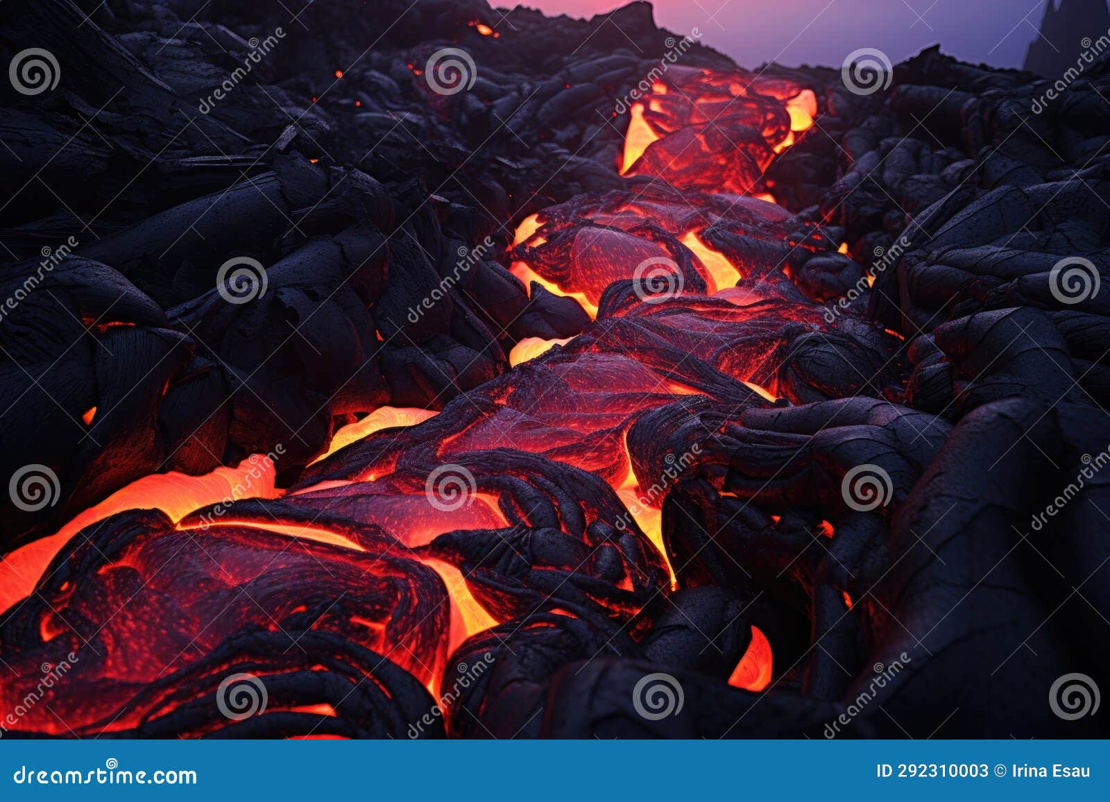 Lava Flow Flowing from a Volcano Stock Image - Image of fire, volcano ...
