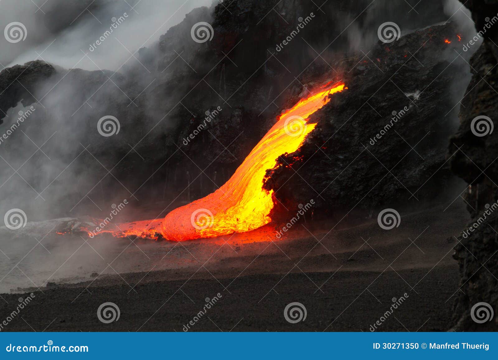 Lava flow at night stock photo. Image of spectacular - 30271350