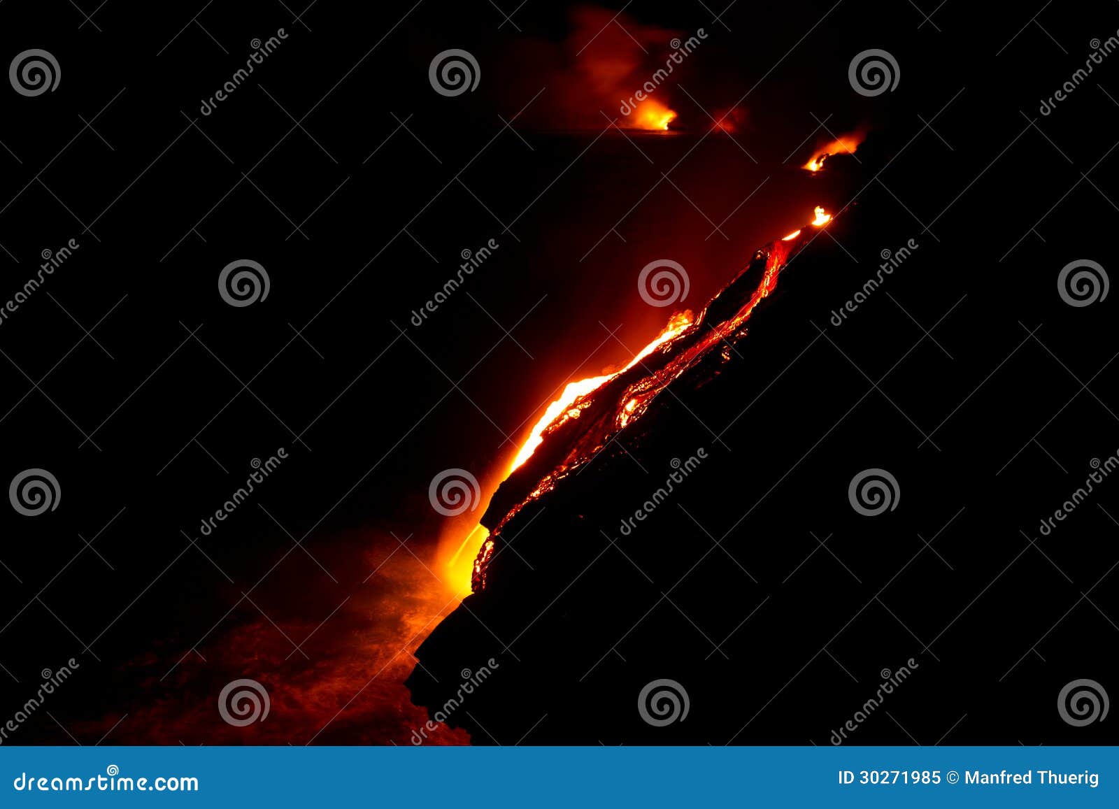 Lava flow at night stock image. Image of geology, rock - 30271985
