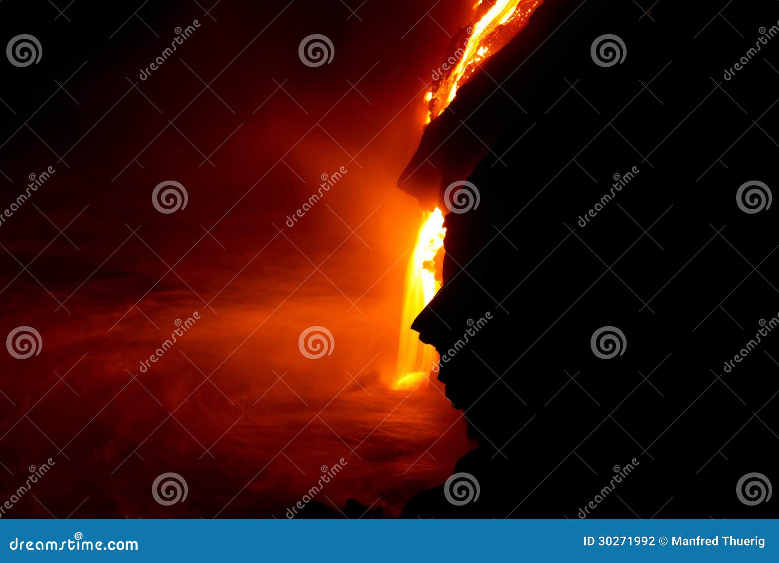 Lava flow at night stock photo. Image of fissure, magma - 30271992