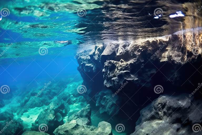 Lava Flow Underwater Solidifying into Rock Formations Stock Photo ...