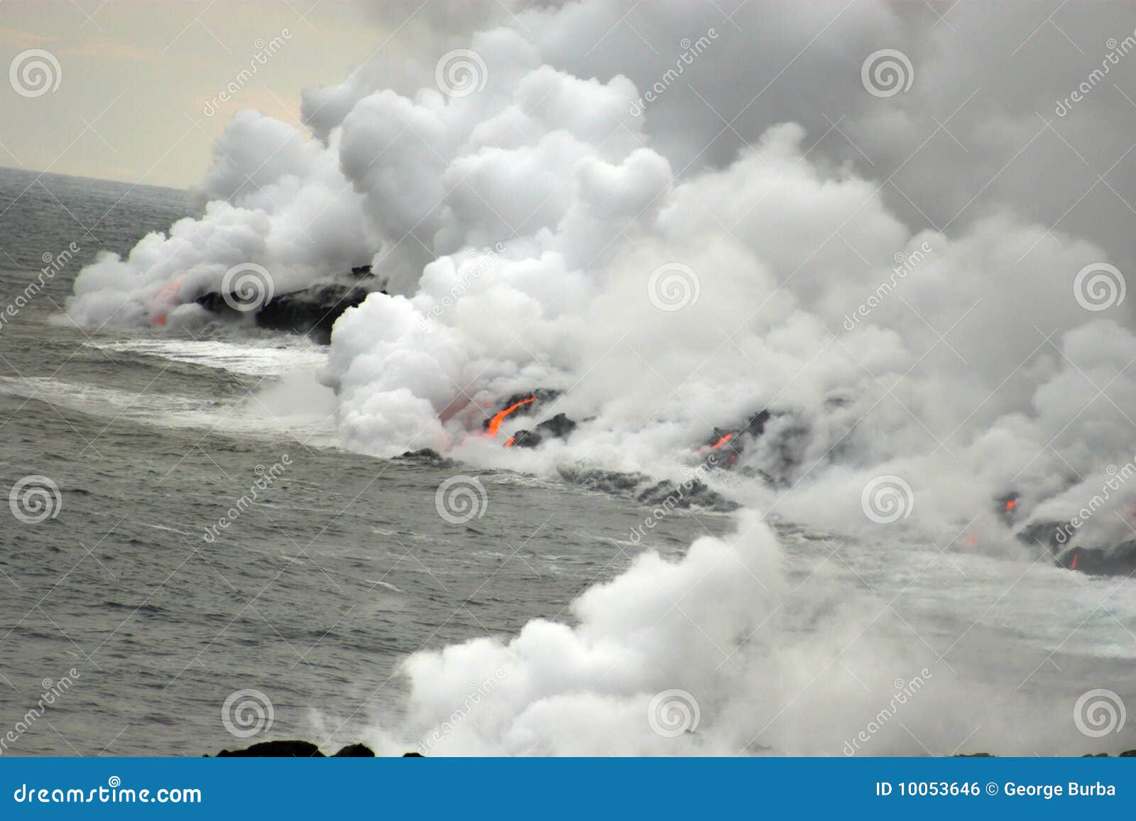 Lava Flowing into the Ocean Stock Photo - Image of disaster, hawaii ...