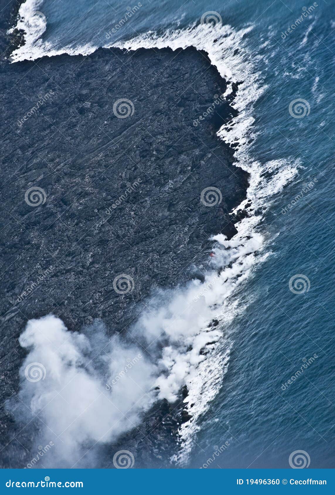 Lava Flowing into Ocean stock photo. Image of volcanoes - 19496360